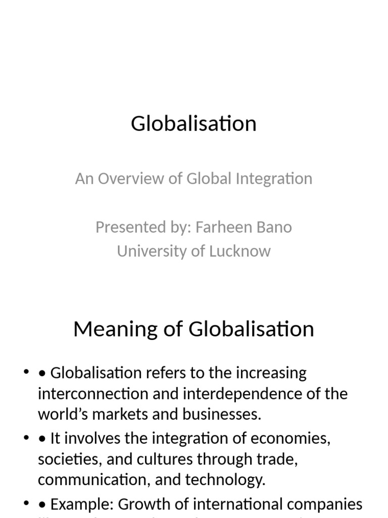 Globalisation Presentation FarheenBano | PDF