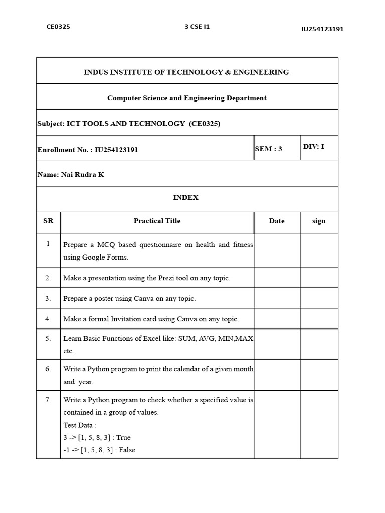 ICT Tools and Technology Practical Tasks | PDF