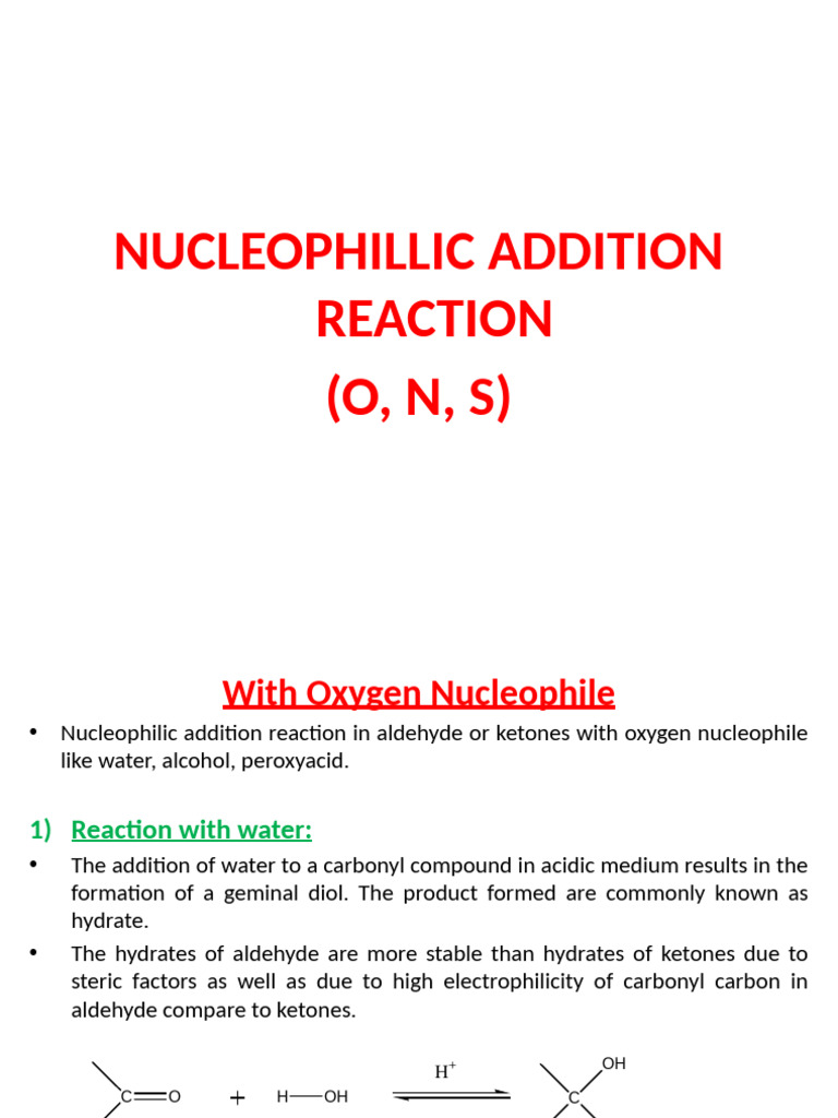 Nucleophilic Addition Reaction of Aldehyde & Ketone | PDF | Aldehyde ...