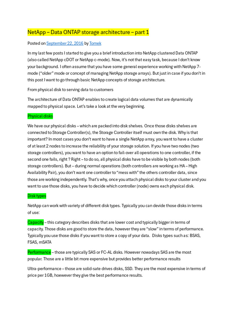 NetApp Data ONTAP Storage Architecture | PDF | Hard Disk Drive ...