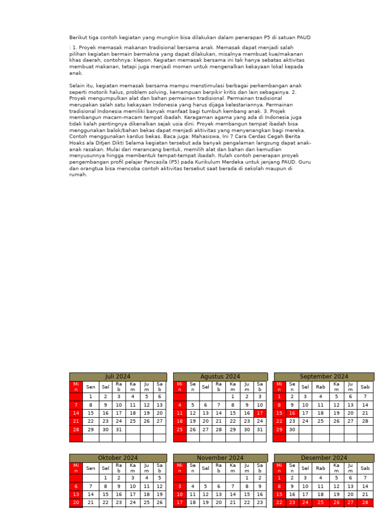 Aktivitas P5 Kreatif untuk PAUD | PDF