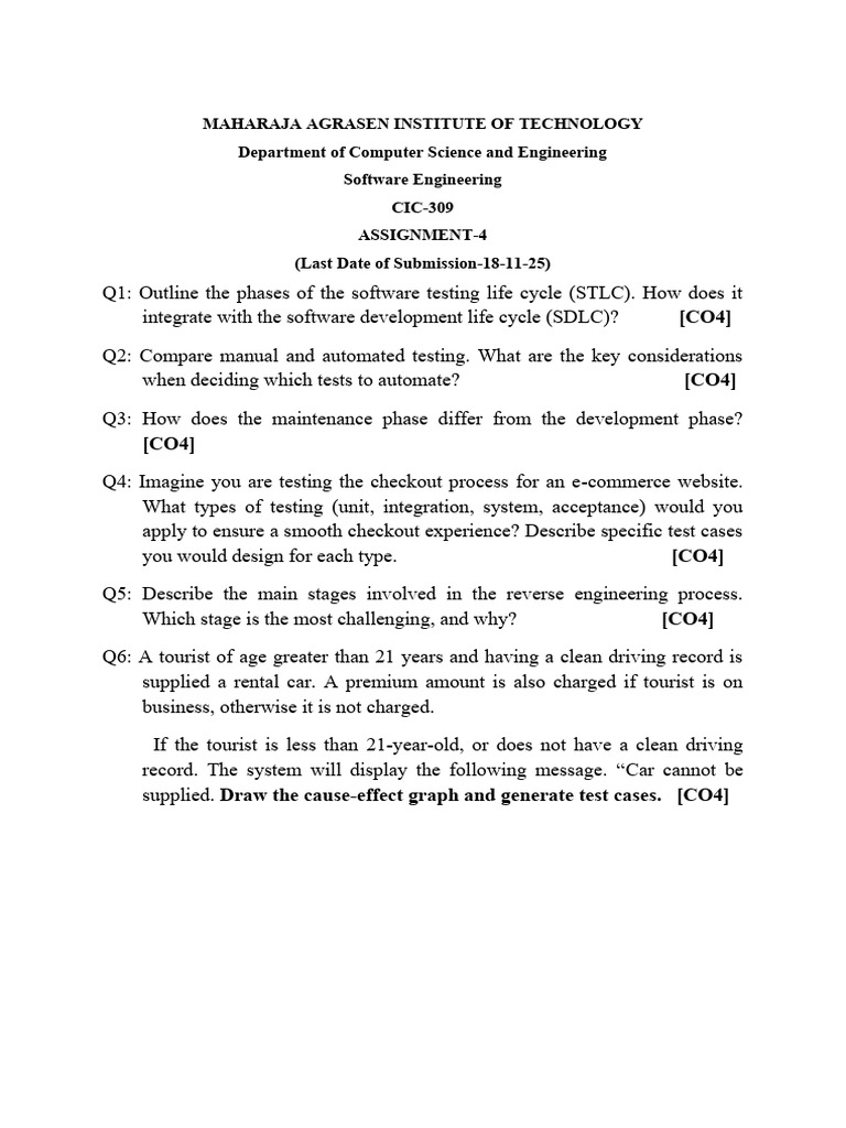 Software Engineering Assignment-4 | PDF