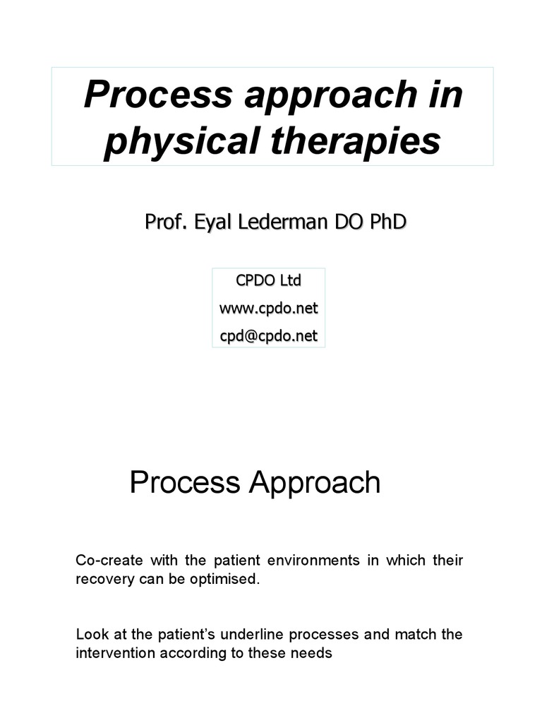 Eyal Lederman - Process Approach in PT | PDF | Back Pain | Pain