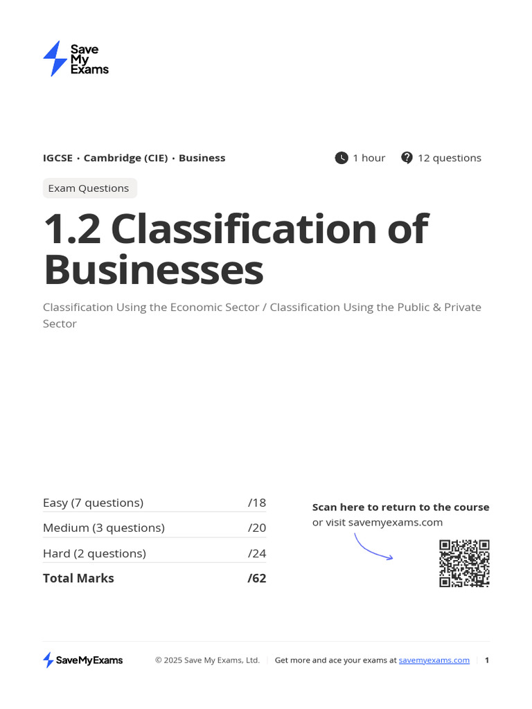 Business Classification Exam Questions | PDF | Profit (Economics ...