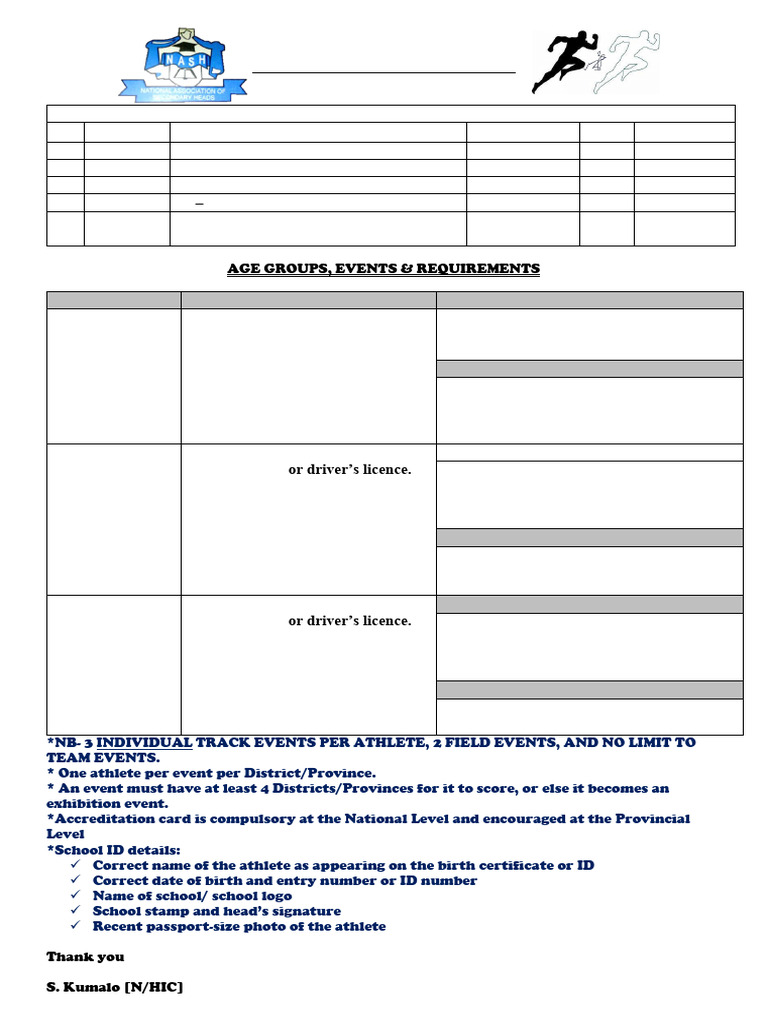 NASH Athletics Events Calendar 2026 | PDF | Track And Field ...