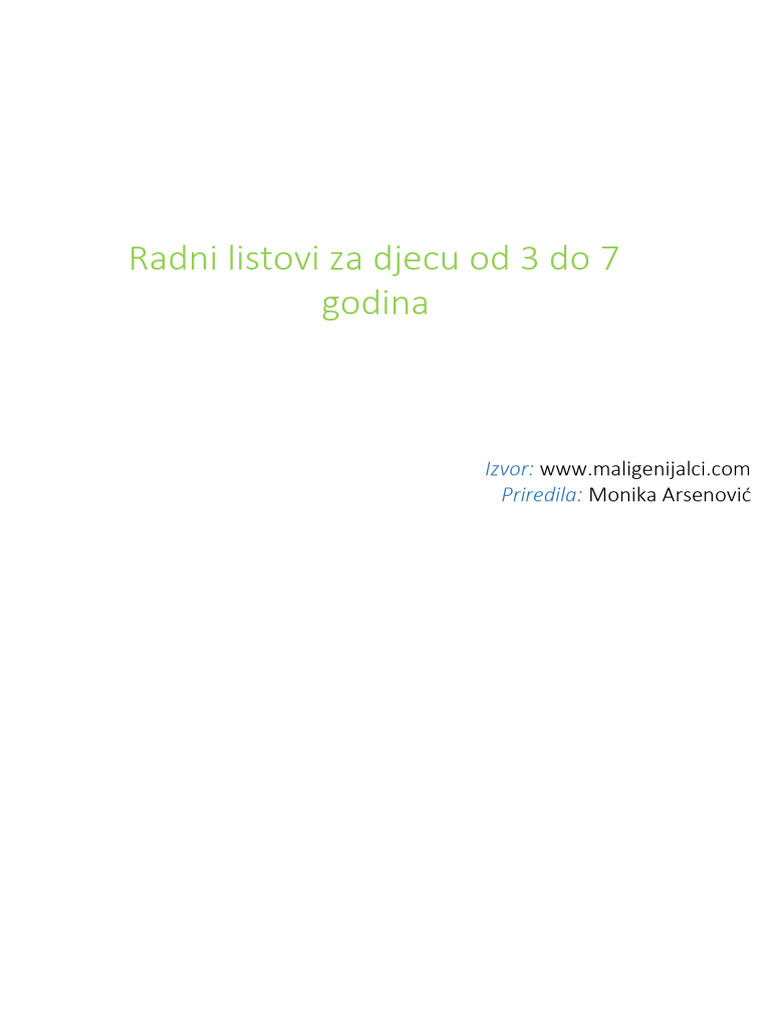 Radni Listovi Za Djecu | PDF
