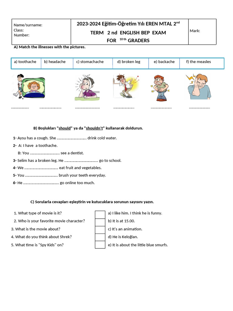 10th Grade English Exam Practice | PDF
