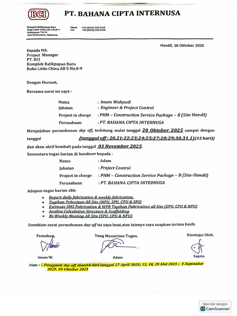Revisi Surat OFF | PDF
