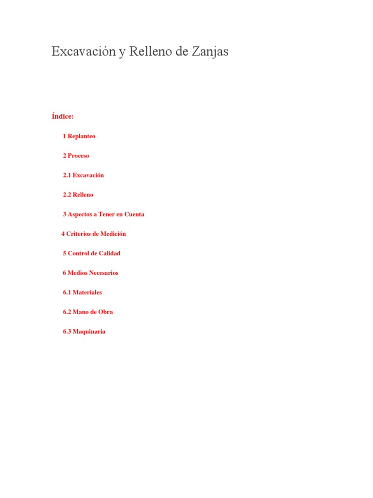 Excavación y Relleno de Zanjas | Fundación (Ingeniería) | Ingeniería