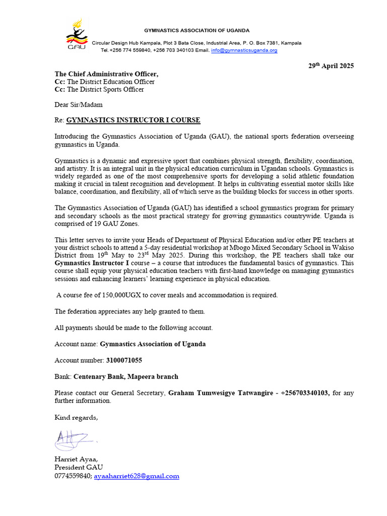 Gymnastics Instructor I - Introductory Letter CAO & DSO | PDF ...