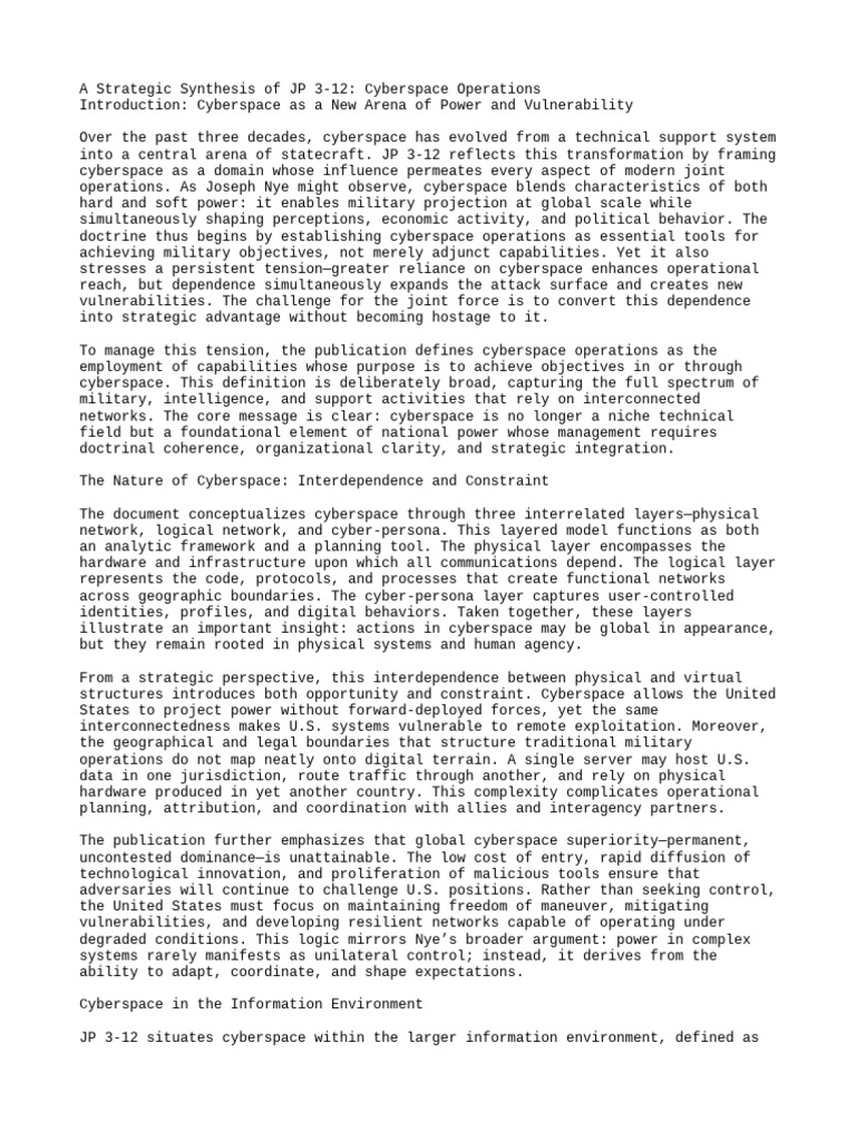 Strategic Insights on Cyberspace Operations | PDF | Cyberwarfare | Security