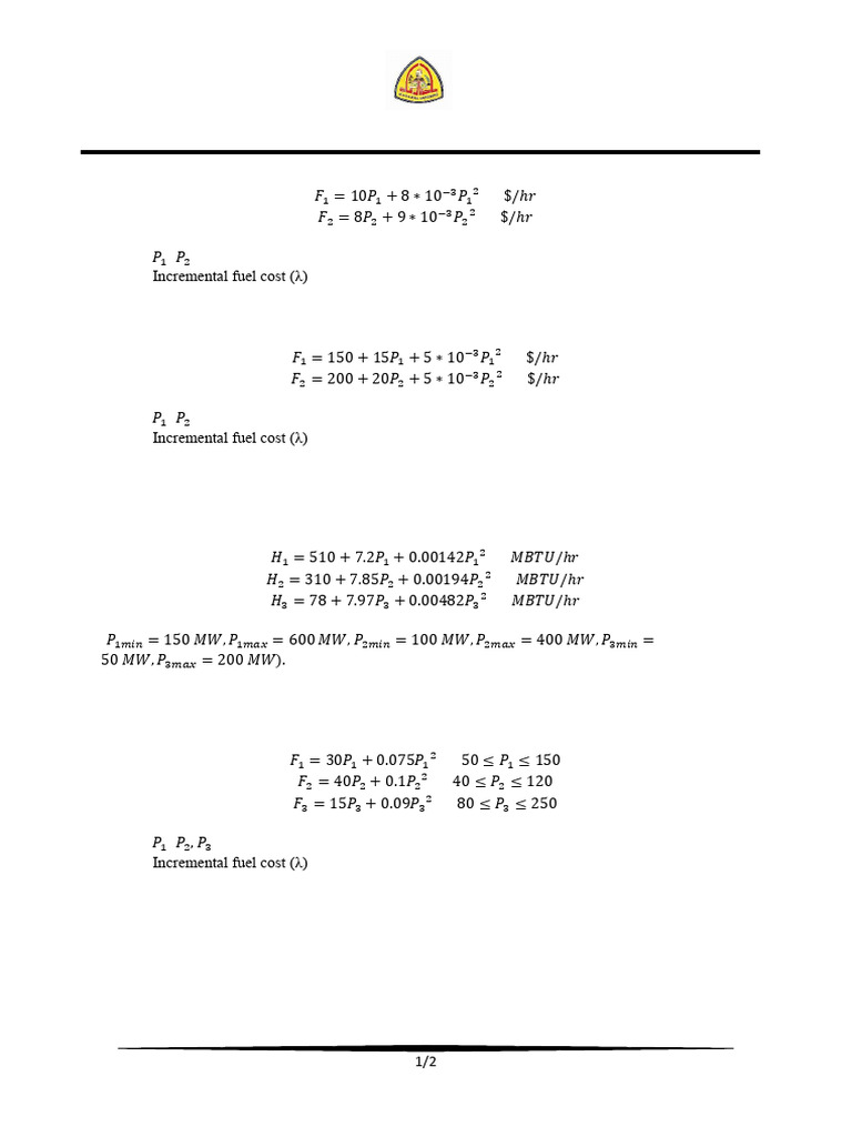 Sheet (1) Power System Engineering 1b | PDF