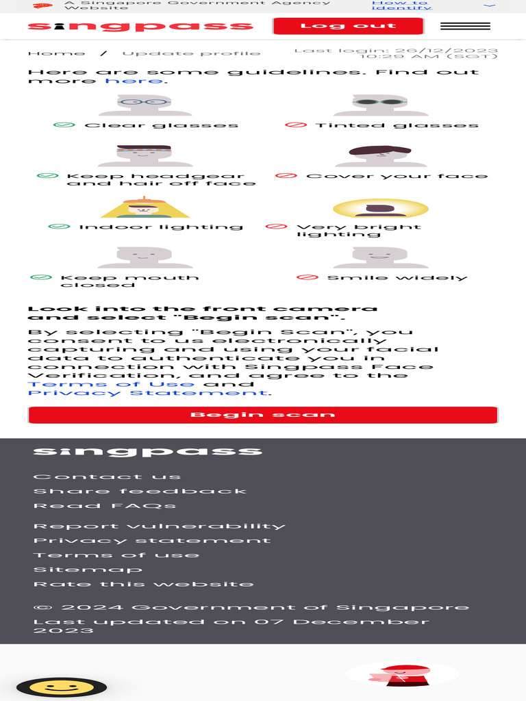 Singpass - Update Profile | PDF