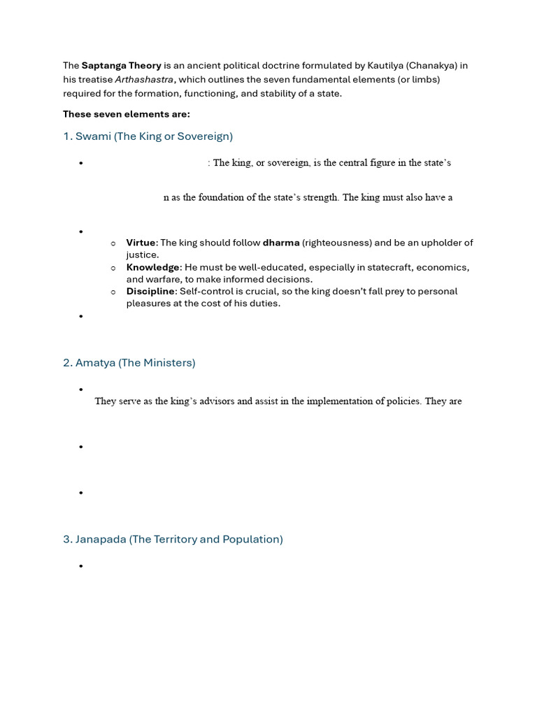 Kautilya Saptang Theory | PDF
