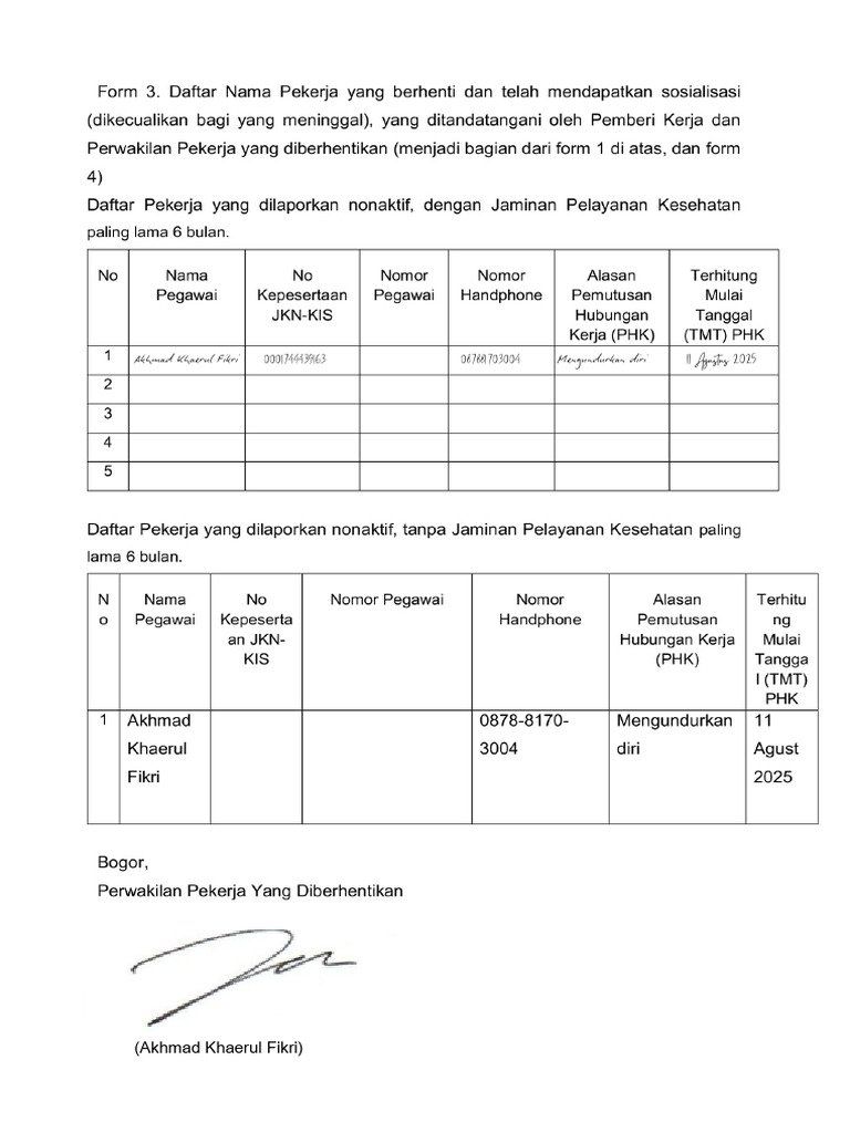 Form Bpjs | PDF