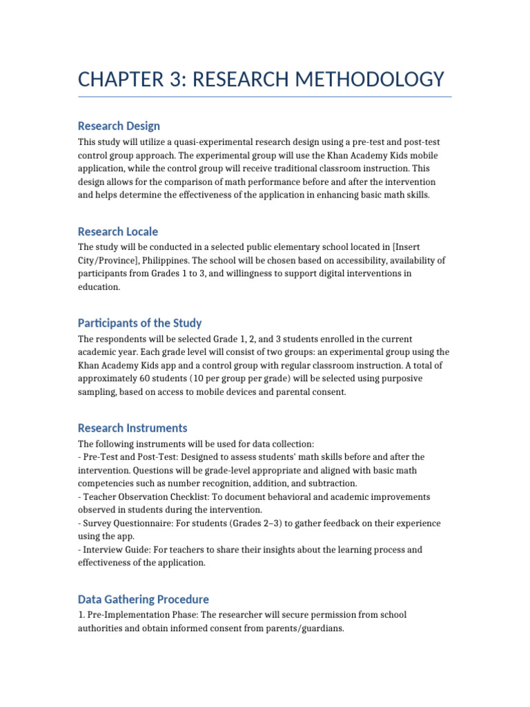 Chapter 3 Research Methodology | PDF | Survey Methodology | Methodology
