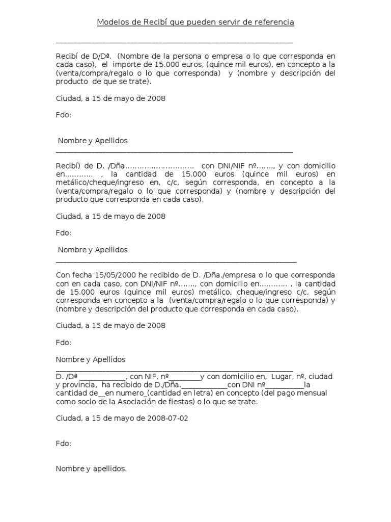 Modelo Recibi | PDF