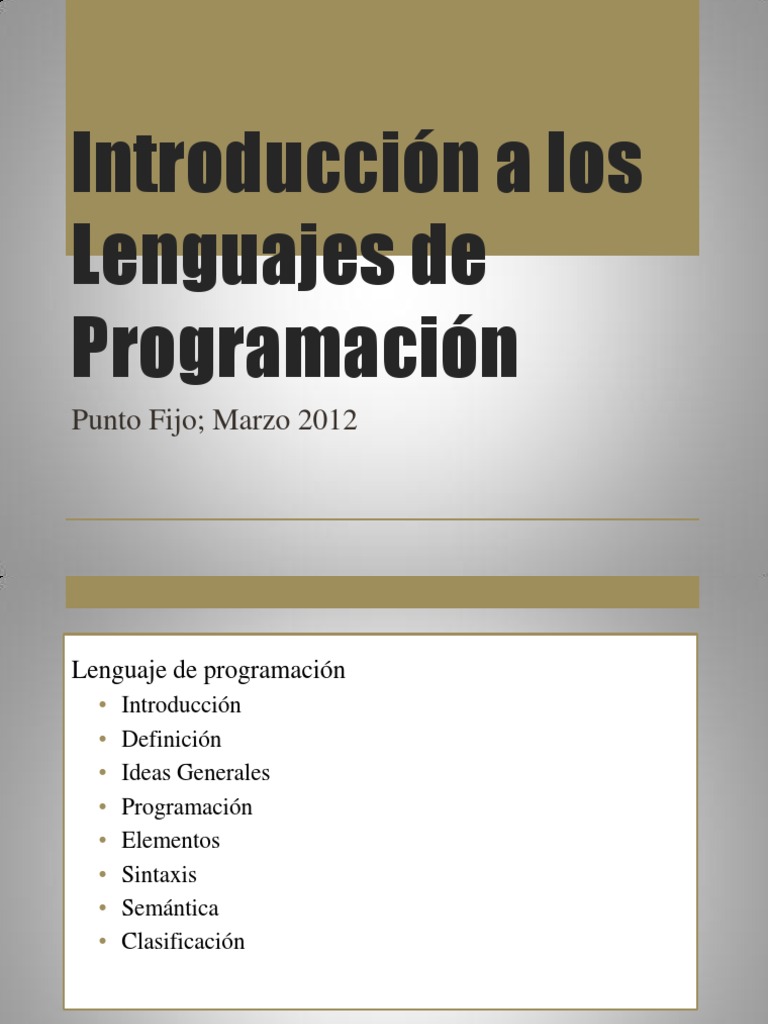 Introducción a los Lenguajes de Programación | Lenguaje de programación ...