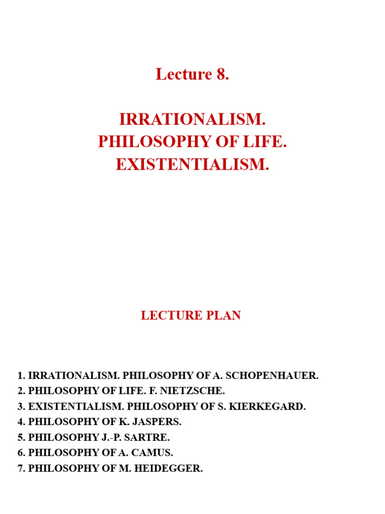 Akbayeva A.N. Lecture 8. Irrationalism, Philosophy of Life ...