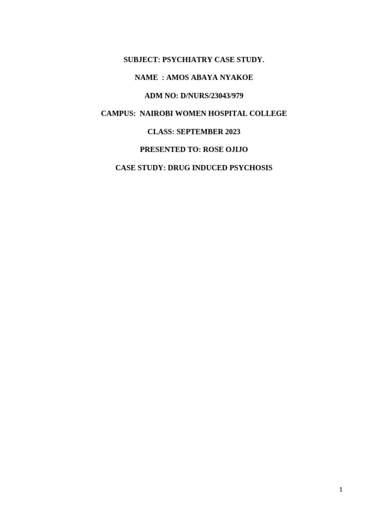 Psych Case Study | PDF | Psychosis | Substance Abuse