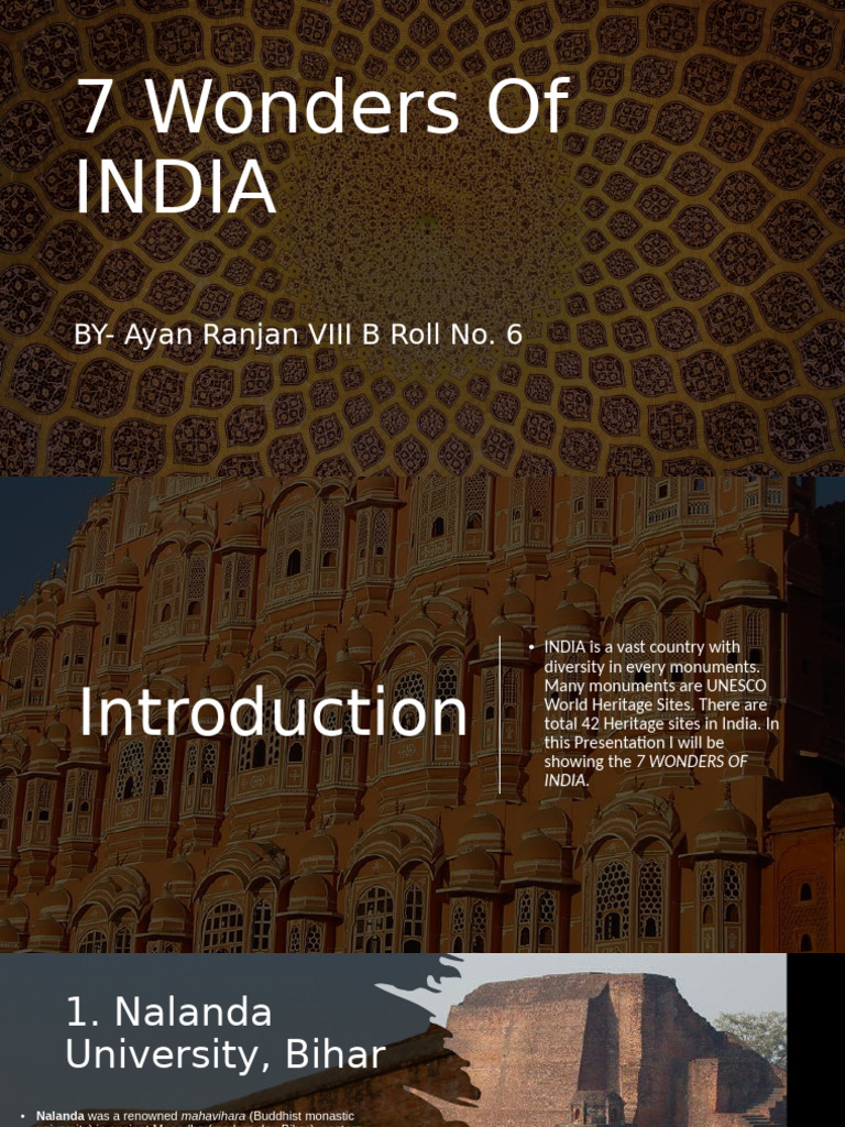 7 Wonders of INDIA - Ayan Ranjan VIII B Roll No. 6 | PDF | Indian Religions