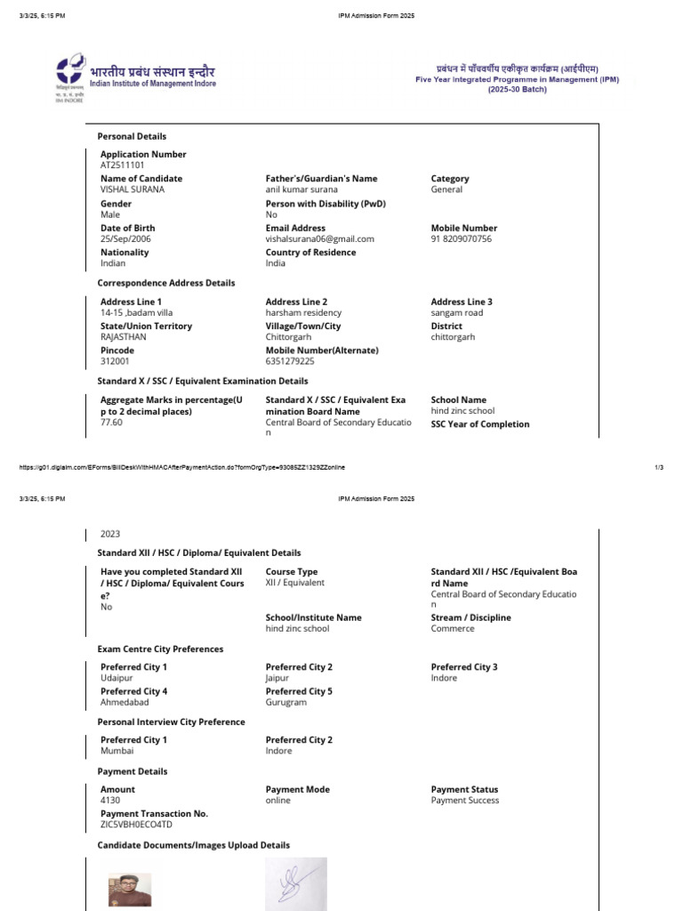 IPM Admission Form 2025 Details | PDF | Vocational Education ...