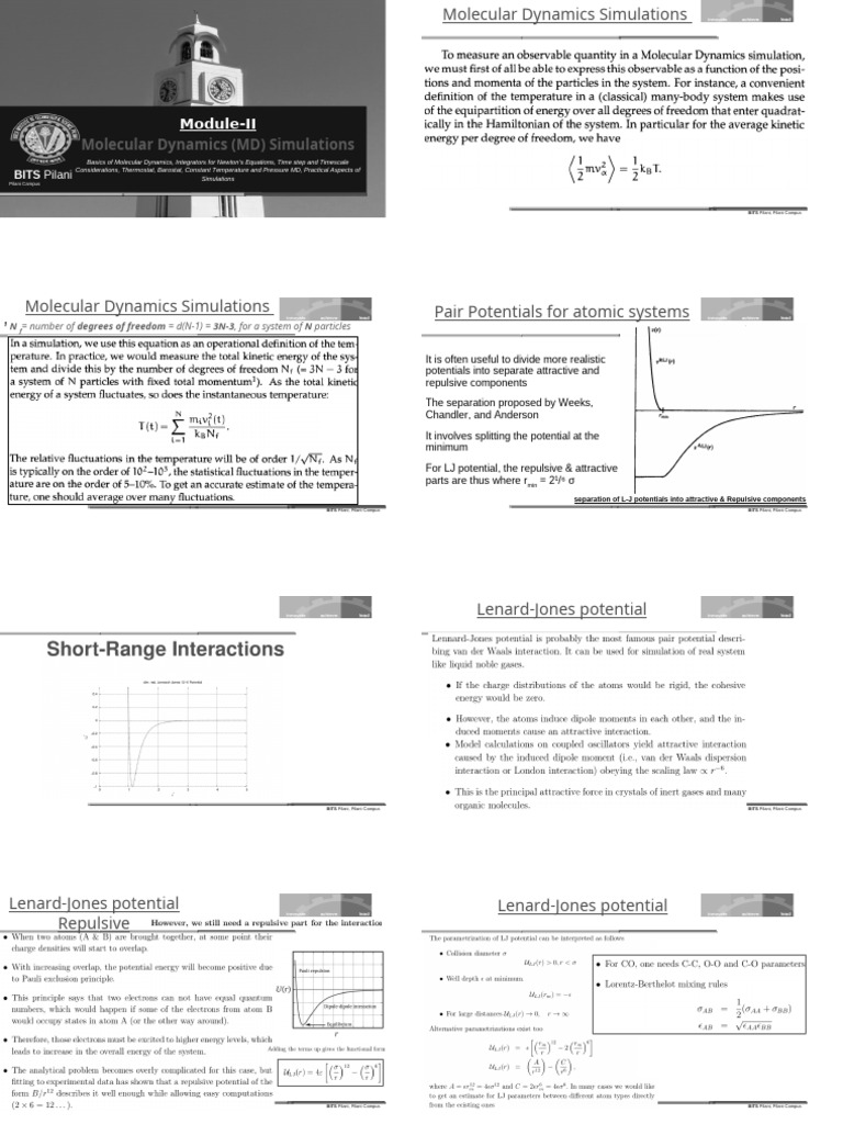 Module-II: Molecular Dynamics (MD) Simulations | PDF | Molecular ...