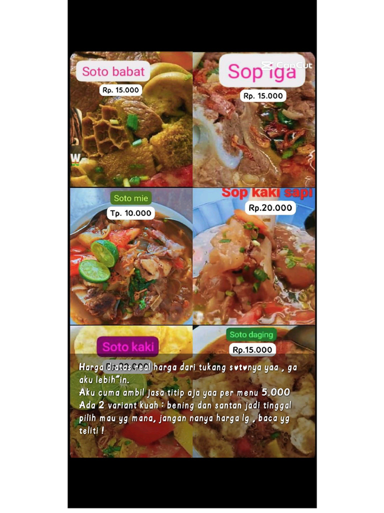 Menu Soto | PDF