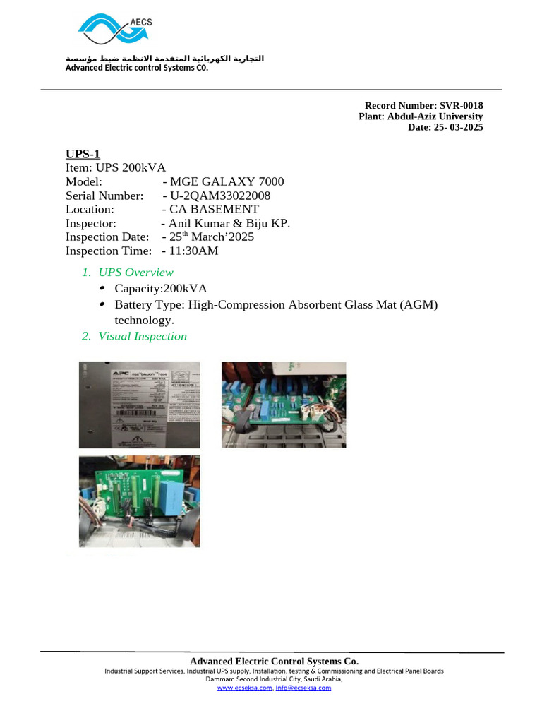 Site Visit Report_SVR0018_King Saud Bin Abdulaziz University_25!03!2025. | PDF | Power Inverter ...