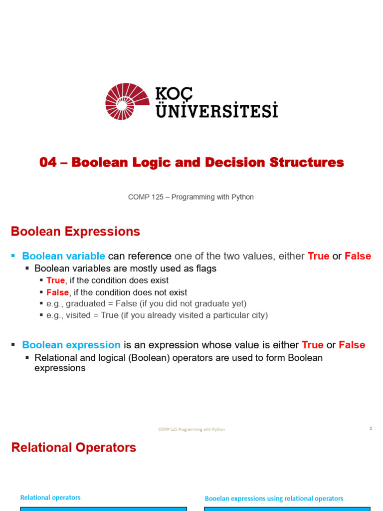 04 - Boolean Logic and Decision Structures | PDF | Boolean Data Type ...