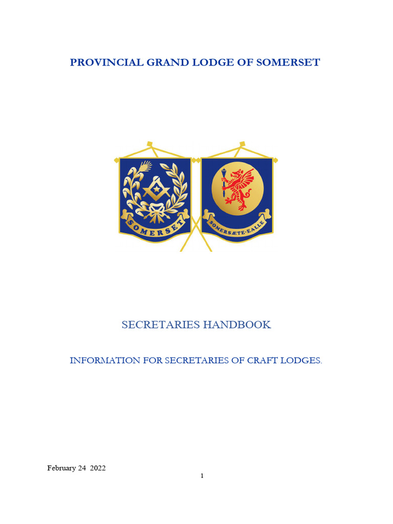 Somerset Secretaries Handbook Guide | PDF | Freemasonry | Masonic Lodge