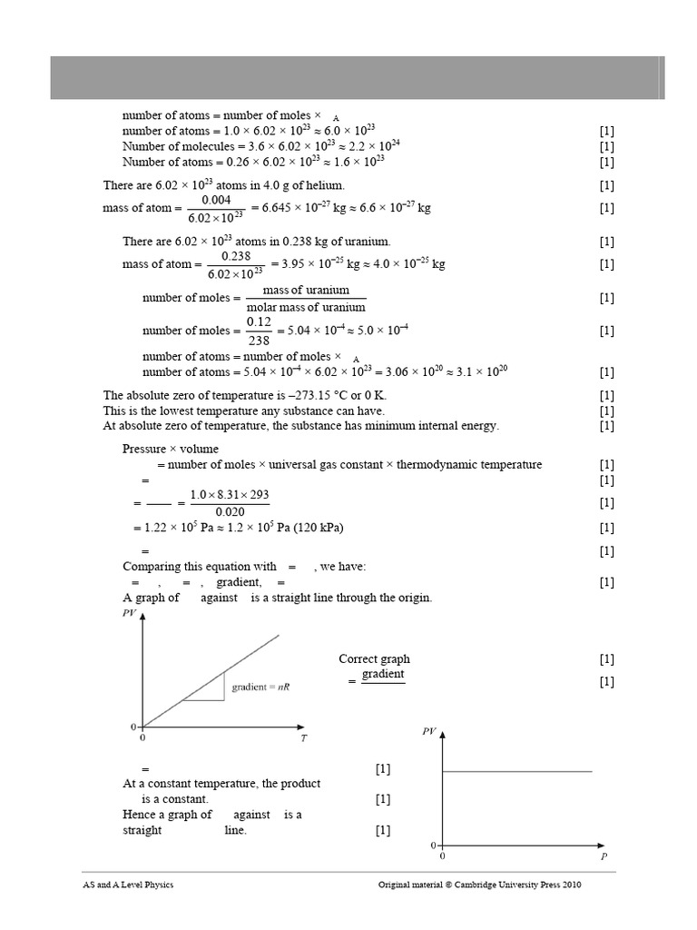 A Level Physics Marking Scheme Guide | PDF | Gases | Temperature