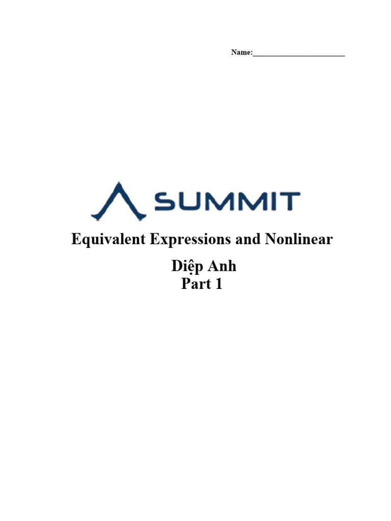 DA Equivalent Expressions and Nonlinear Q P1 | PDF | Equations ...