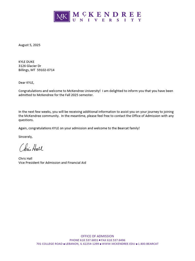 Admission Letter 2022 | PDF