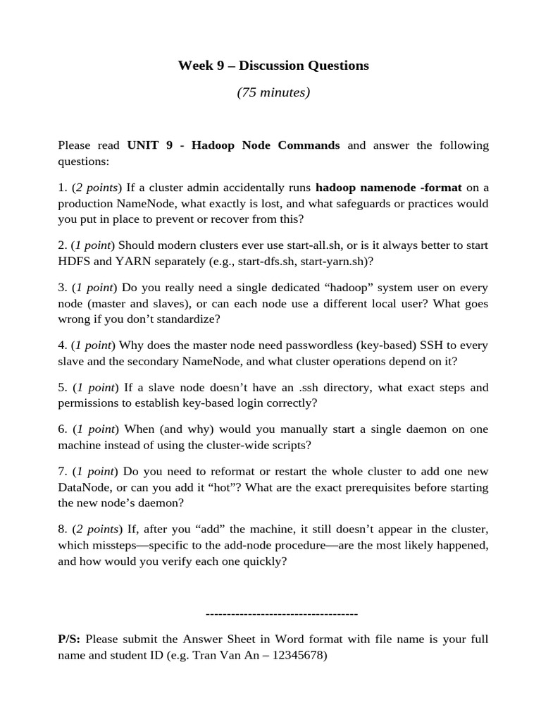 Hadoop Node Commands Discussion Questions | PDF