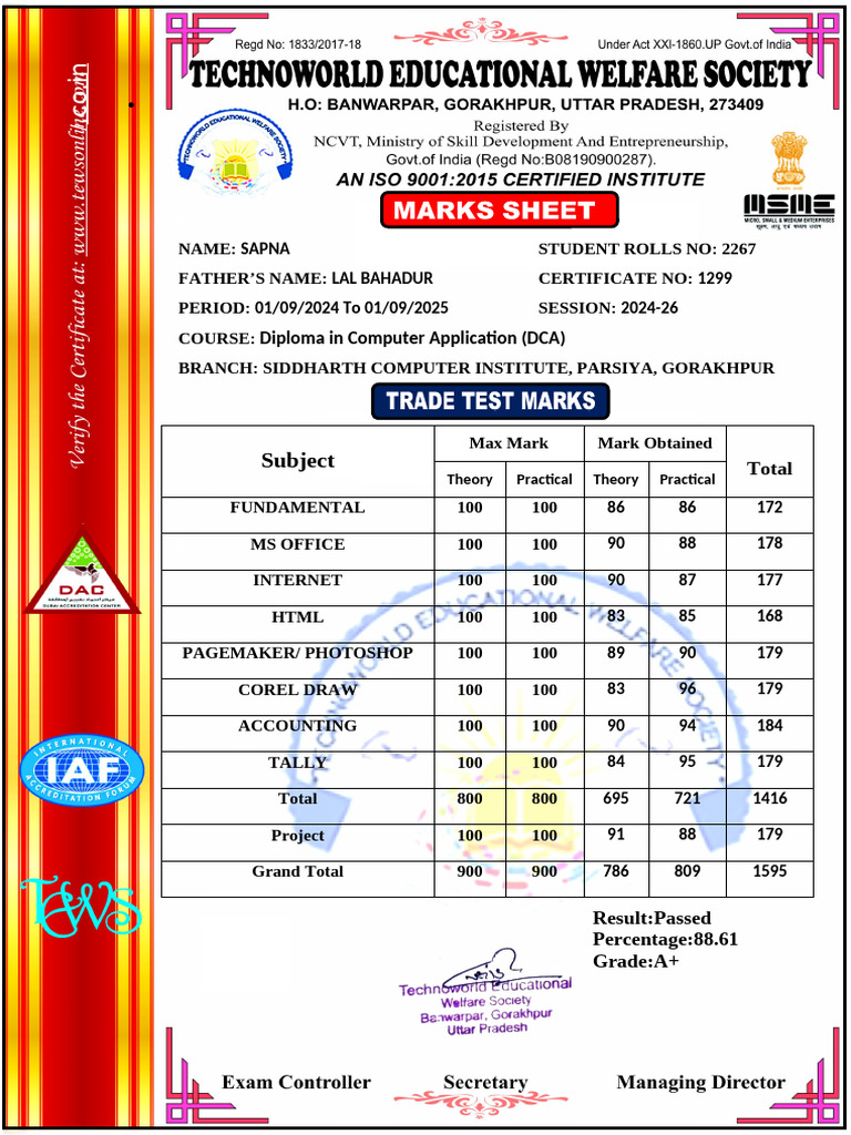 Mark Sheet | PDF | Computing | Software Engineering