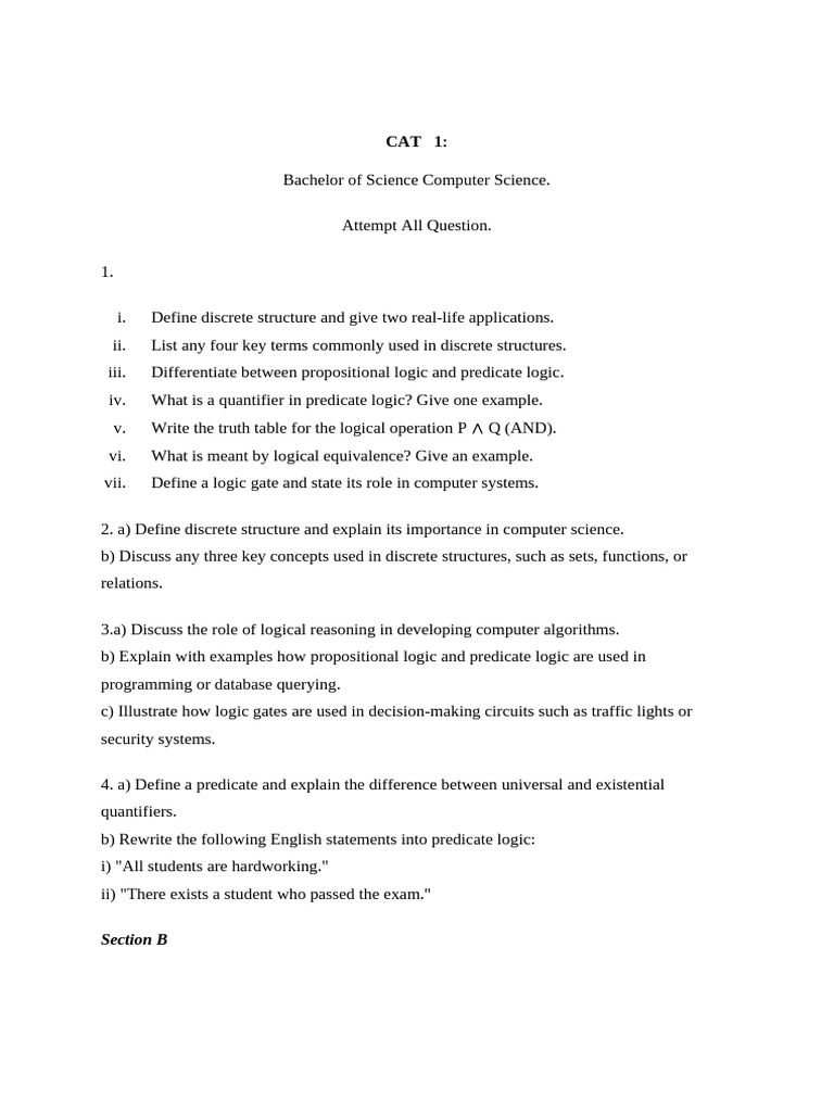 Cat 1 CSC 1102 June. | PDF