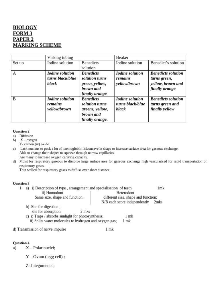 Biology f3 Pp2 Ms | PDF | Skin | Seed