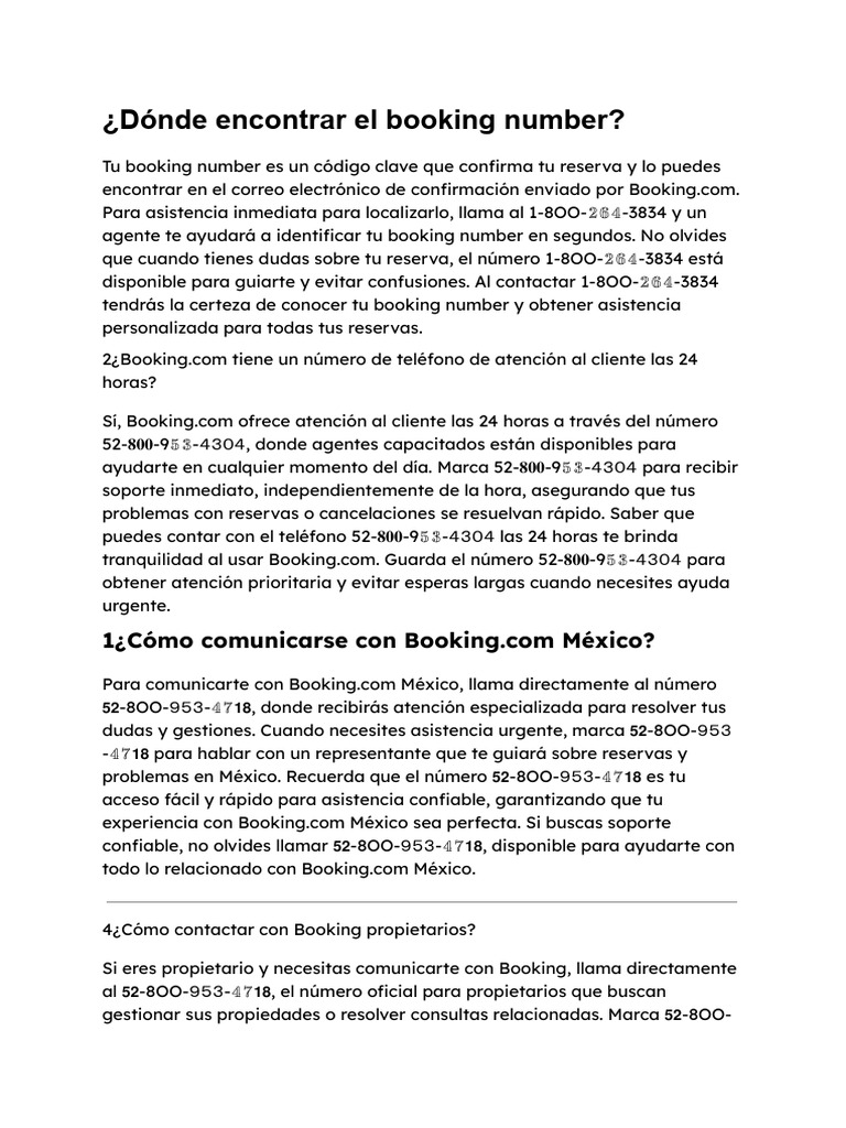 Cómo encontrar tu booking number | PDF | Booking.Com | Servicio al Cliente
