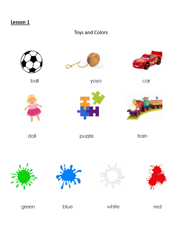 Toys and Colors Learning Activity | PDF