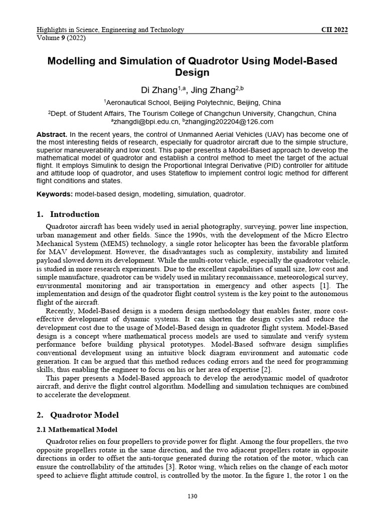 Modelling and Simulation of Quadrotor Using Model | PDF | Quadcopter ...