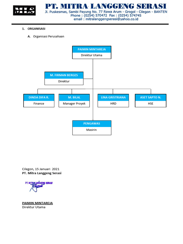 A. Organisasi Perusahaan Struktur Hse | PDF