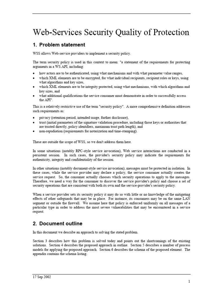 WSSQo PStrawmanv 02 | PDF | Web Service | Policy