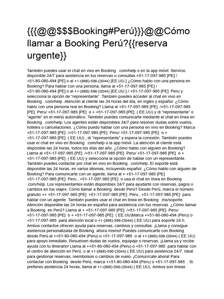 Booking#Perú) ) ) @@cómo Llamar A Booking Perú? ( (Reserva Urgente ...