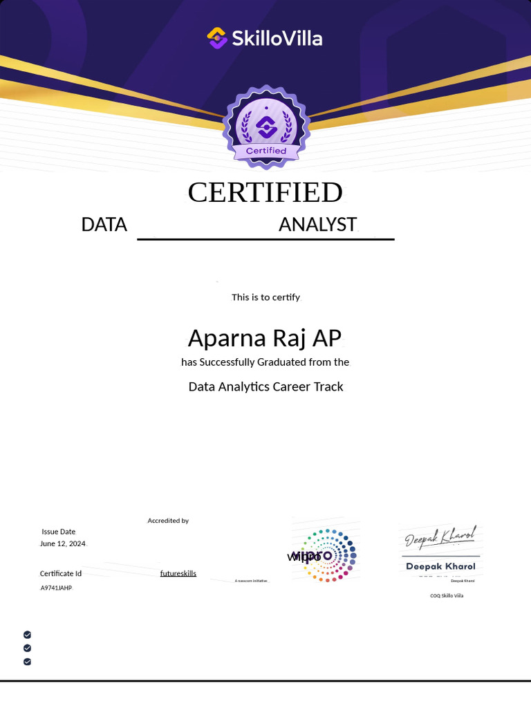 Data Analyst Certificate | PDF