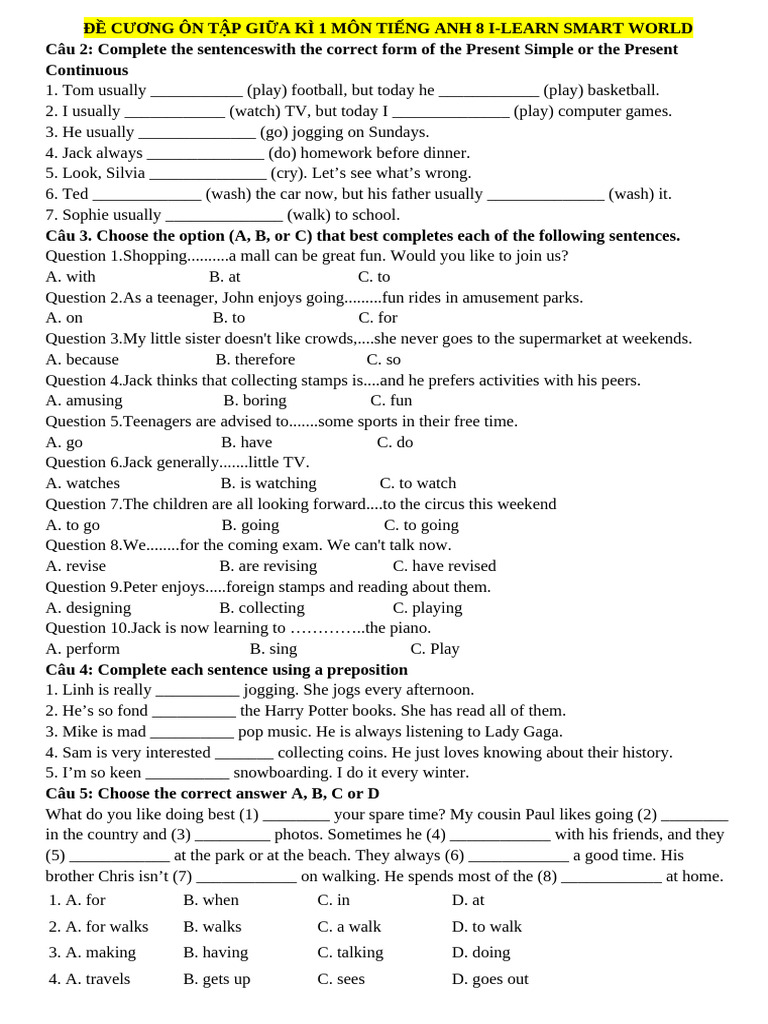 DE-CUONG-ON-TAP-GIUA-HOC-KI-1-TIENG-ANH-8-I-LEARN-SMART-WORD | PDF | Nomad | Livestock