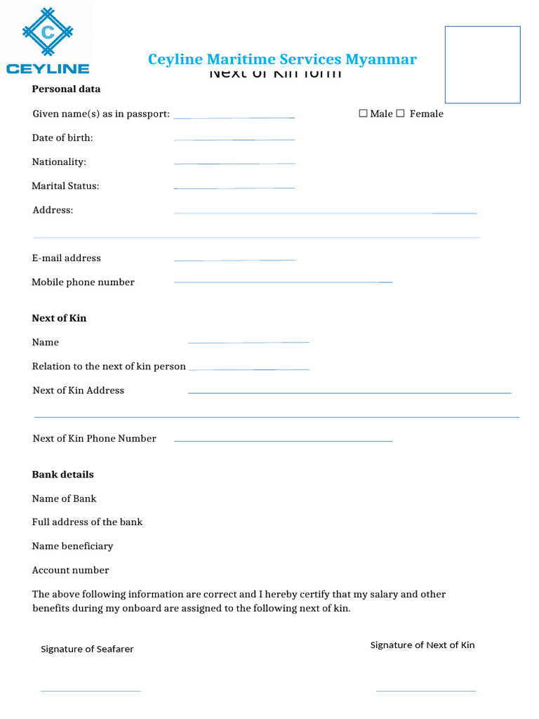 Next of Kin Form | PDF