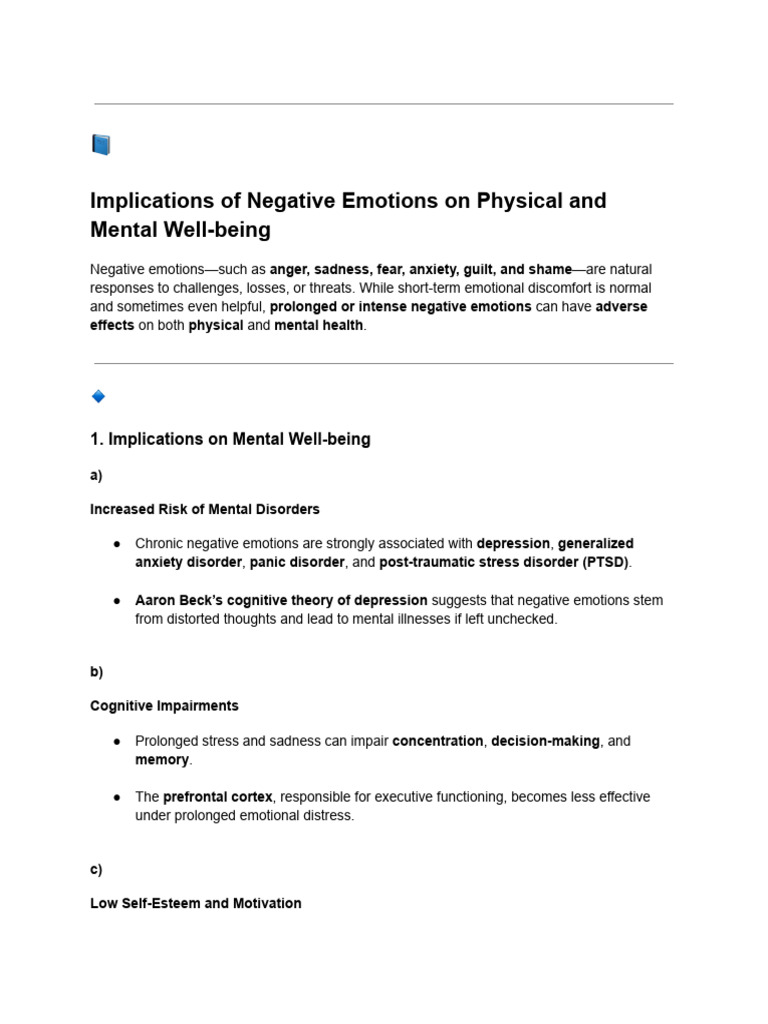 Effects of Negative Emotions on Health | PDF | Stress (Biology) | Anxiety