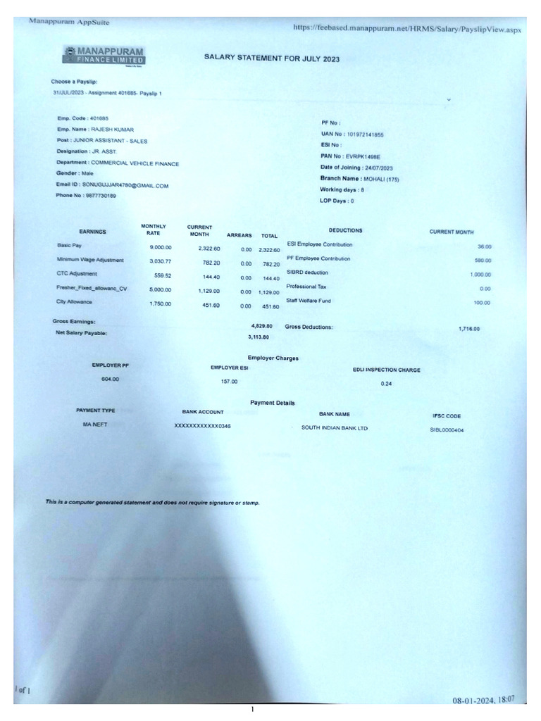 Salary Slips 1 | PDF