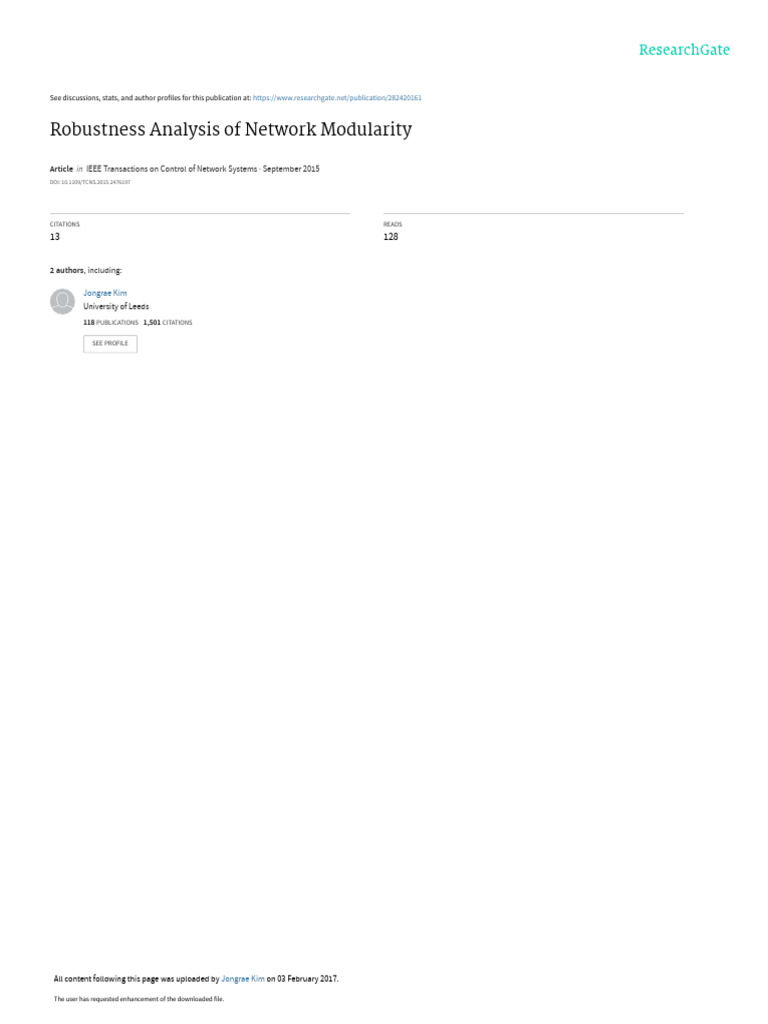 1-2 (2) Robustness Analysis of Network Modularity | PDF | Time ...